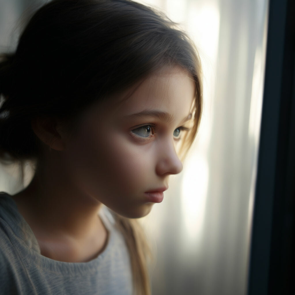 "The girl stands at the mirror and …" — image created in Shedevrum