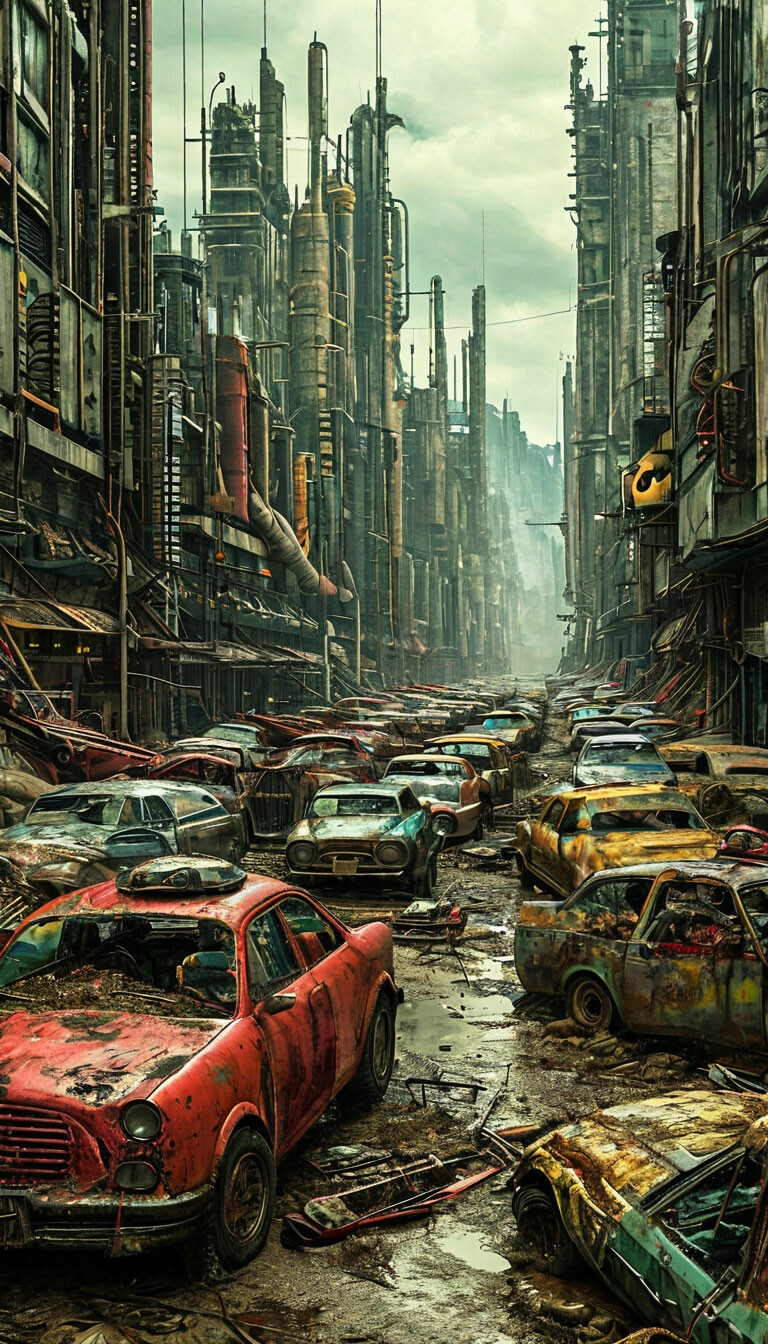 "The parking lot of apocalyptic cars was taken over by some disgusting ...