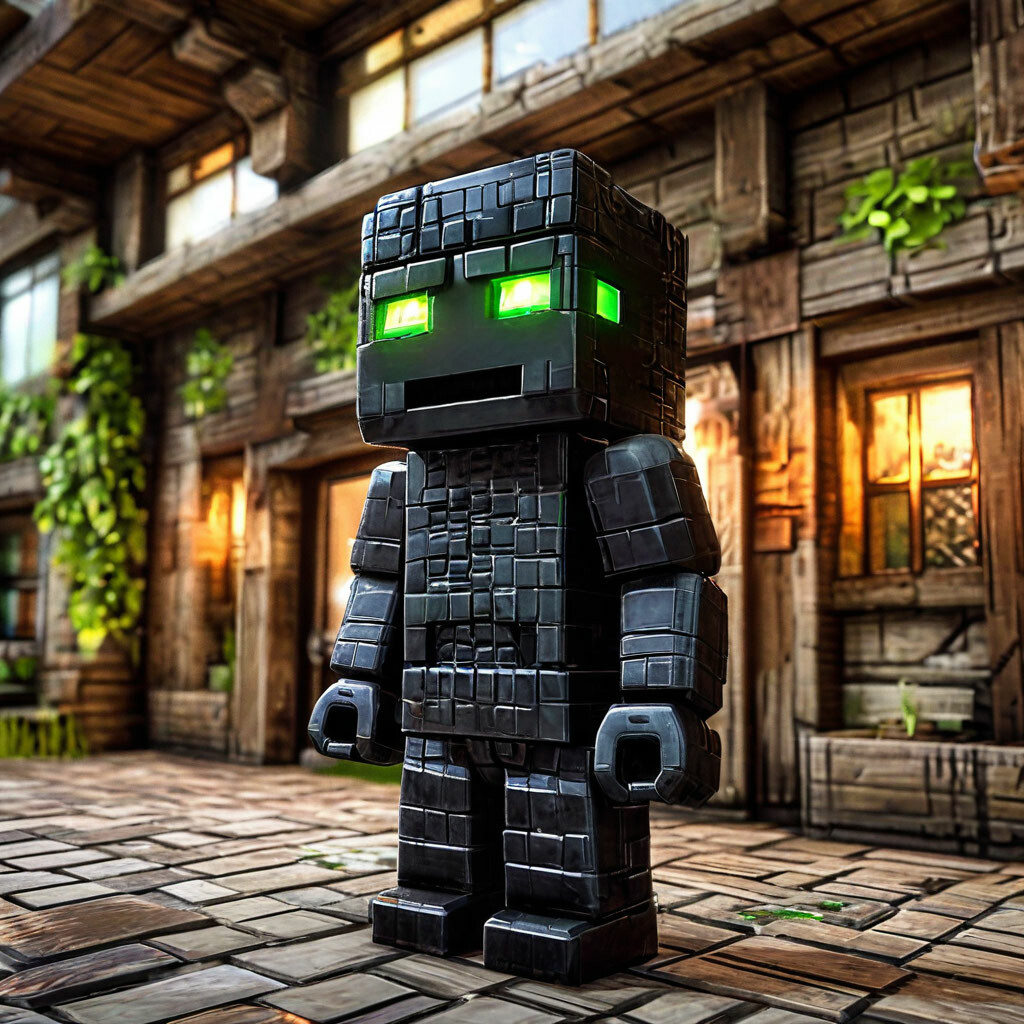 "[Minecraft] Enderbro robs a bank" — image created in Shedevrum