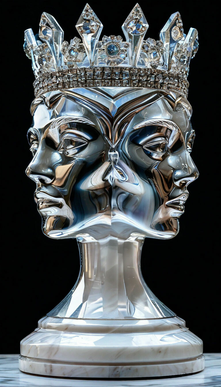 "Bas-relief in triangles. A two-faced …" — image created in Shedevrum