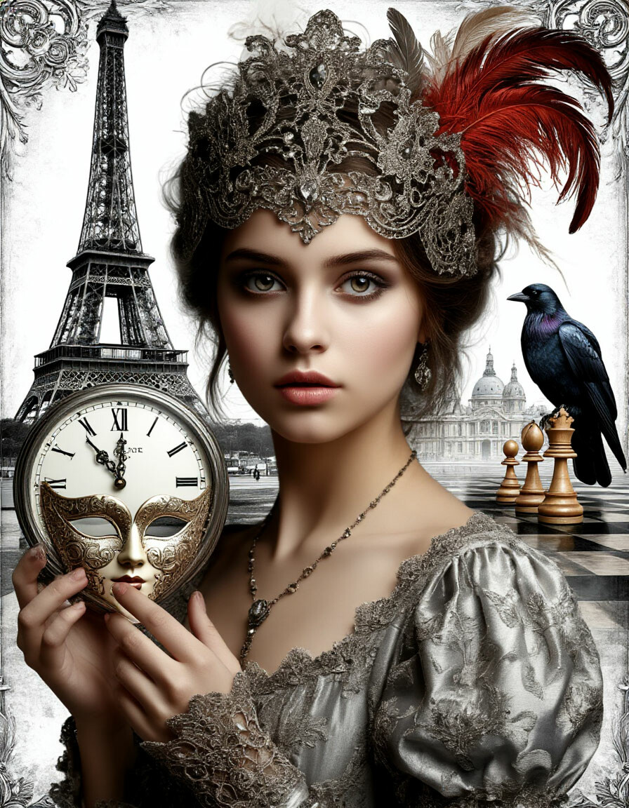 "Time is passing... Medieval portrait of a girl on the background of ...