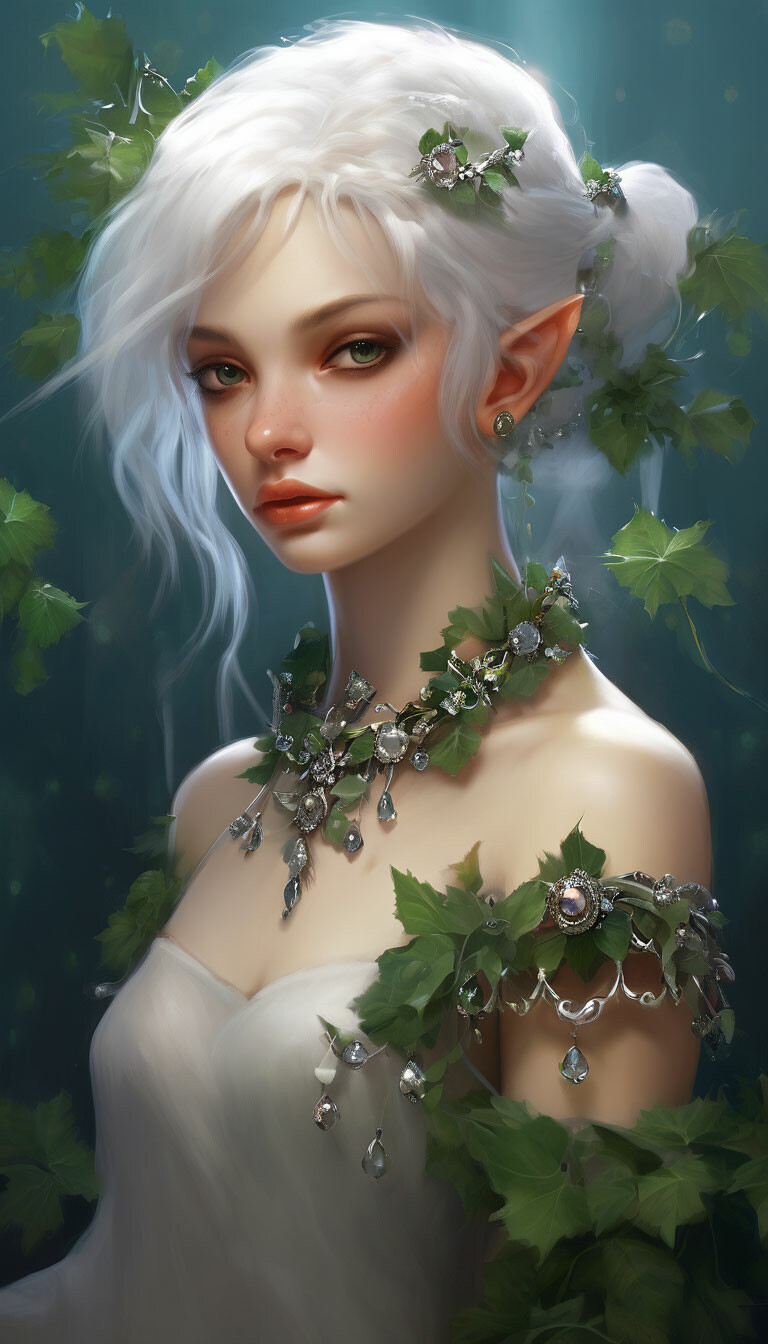 "A beautiful mountain elf, short blond sticking-out hair, a thin ...
