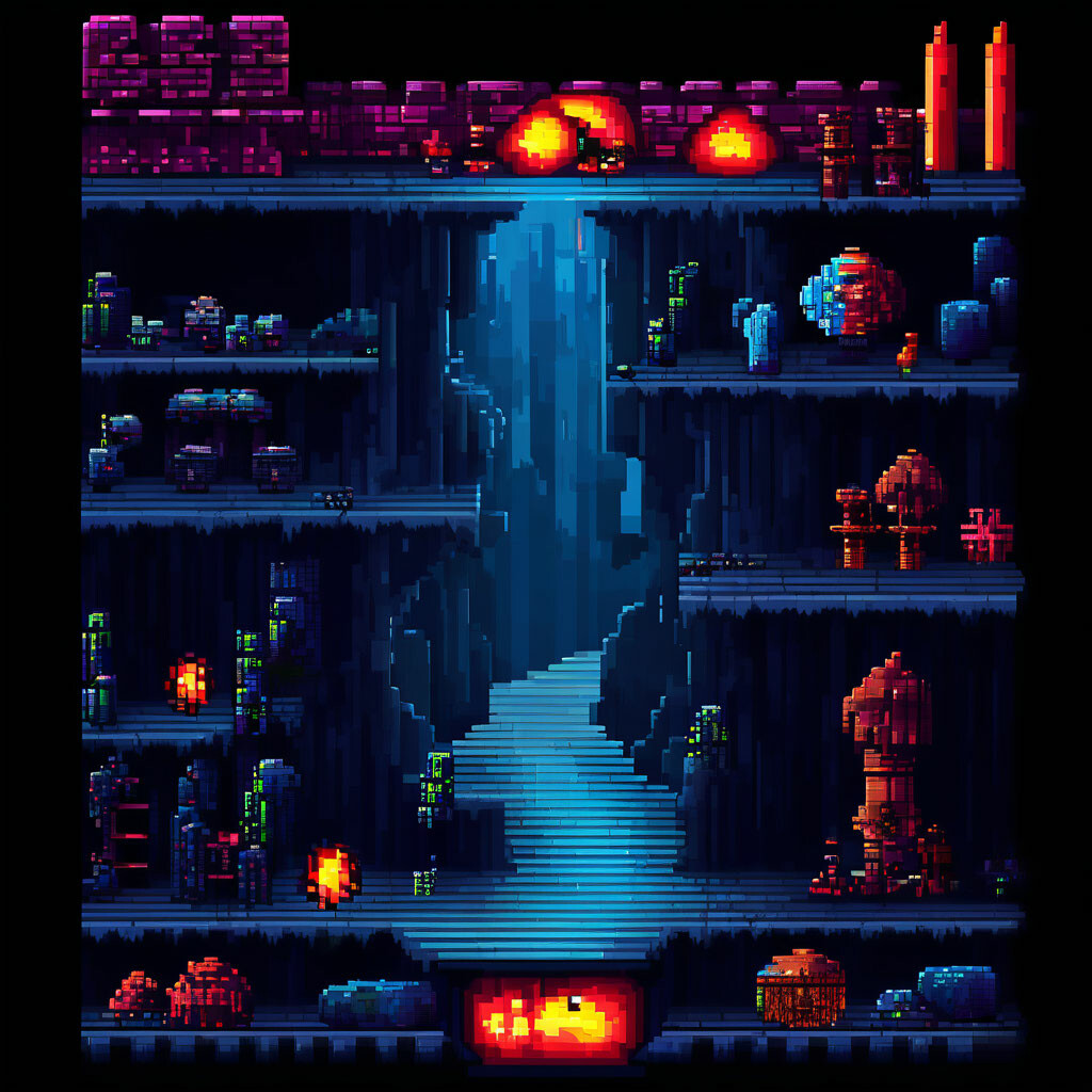 "Underworld — Terraria. 8-bit garphics…" — image created in Shedevrum