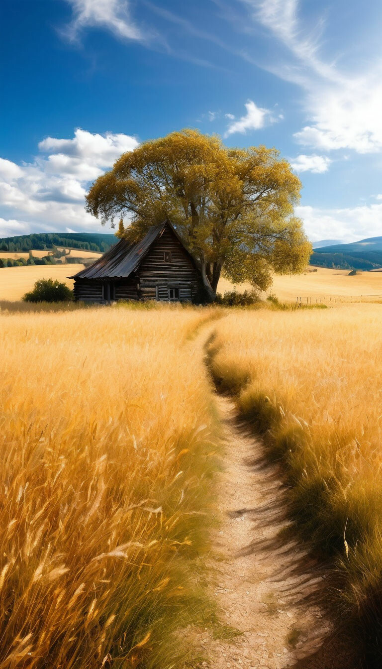 "Golden September, general plan, tall …" — image created in Shedevrum