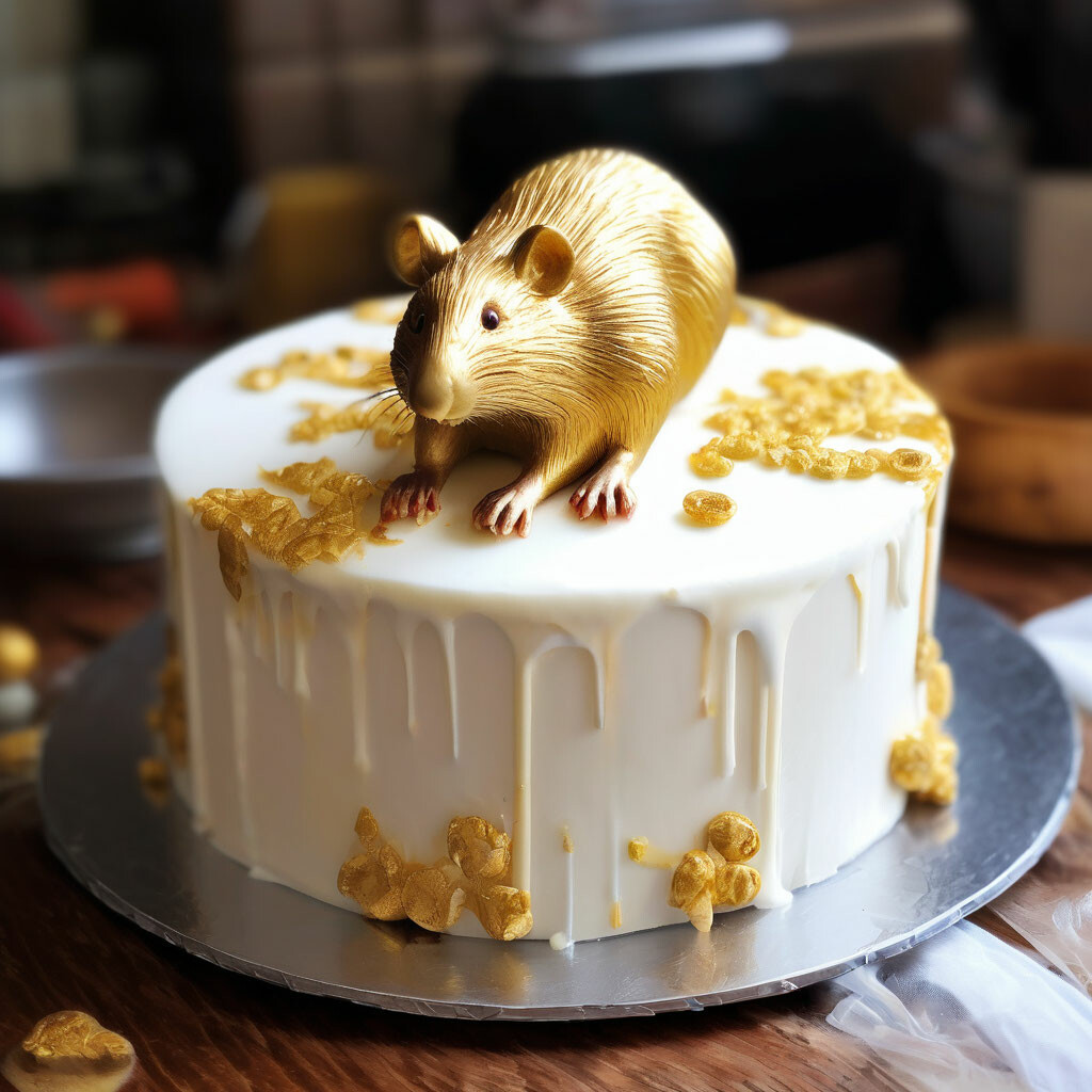 "Rat cake,realistic, delicious" — image created in Shedevrum