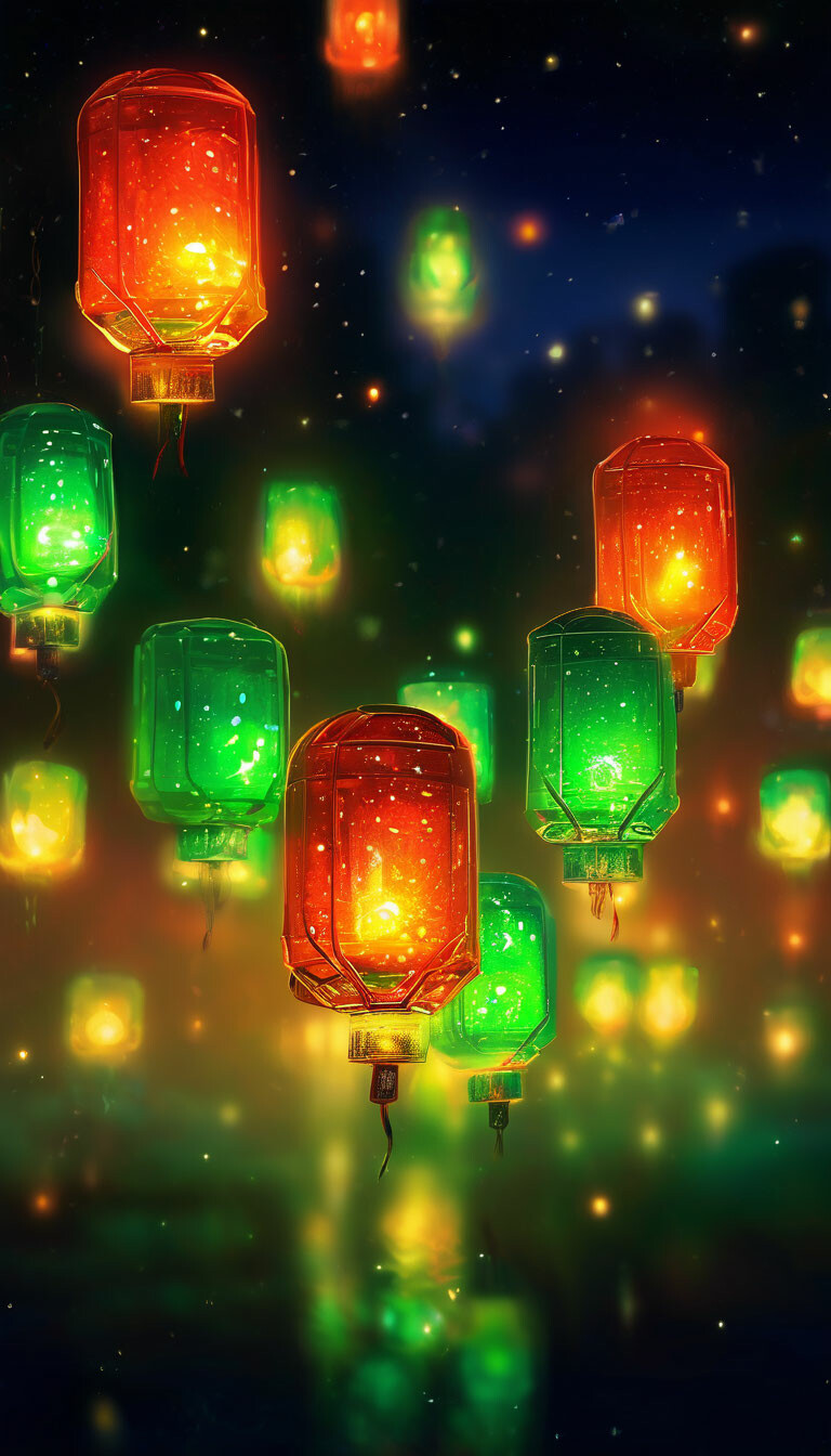"Letting go of summer Bright flying sky lanterns fly into the starry ...