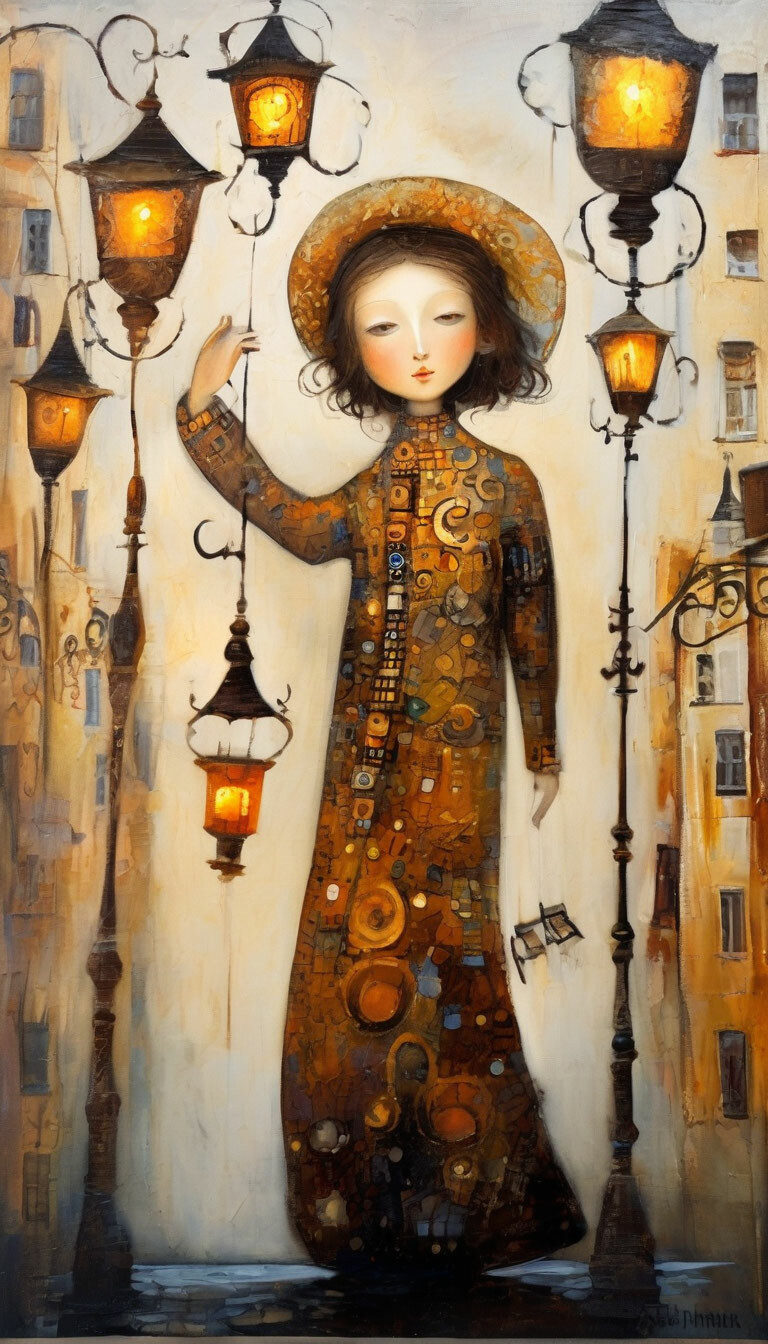 "Canvas. Oil. Roman Shustrov's St. Petersburg angel lights lanterns. In ...