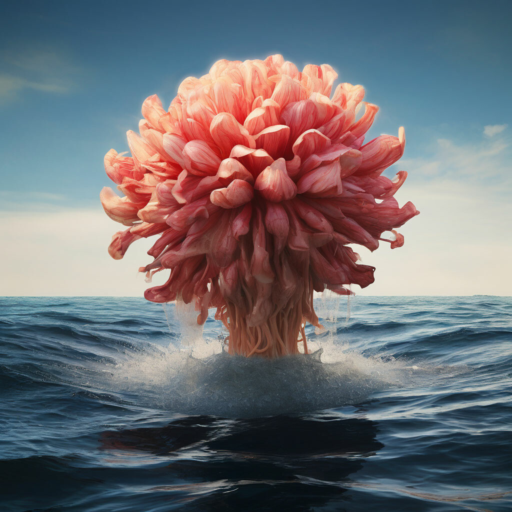 "The meat flower comes out of the sea" — image created in Shedevrum