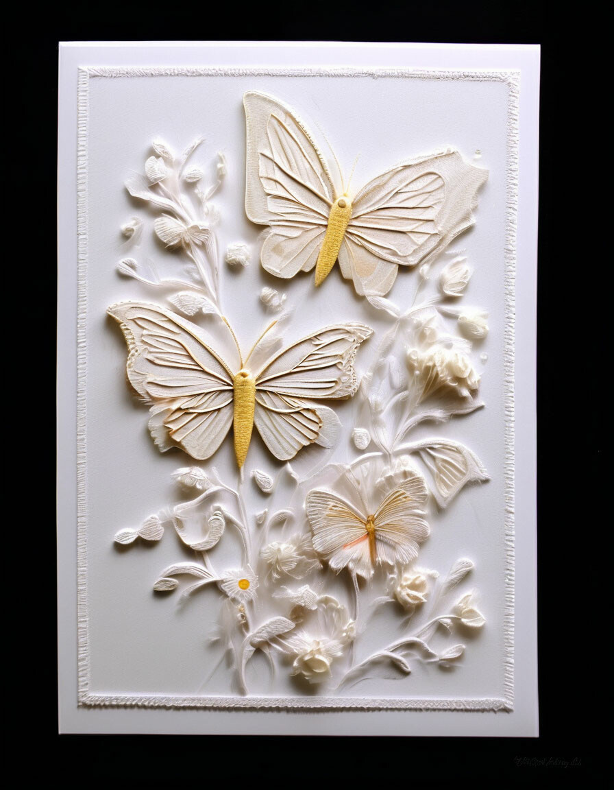 "Butterflies on a flower, postcards in the pergamano technique ...
