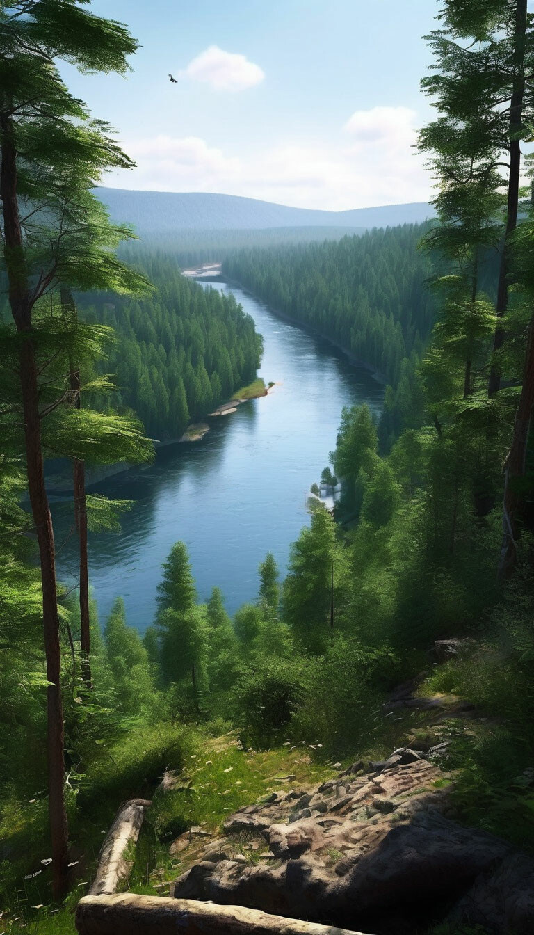 "Sunrise in a beautiful forest. View …" — image created in Shedevrum