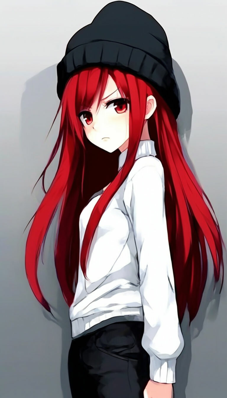 "Amaranth Anime girl,long red hair,…" — image created in Shedevrum