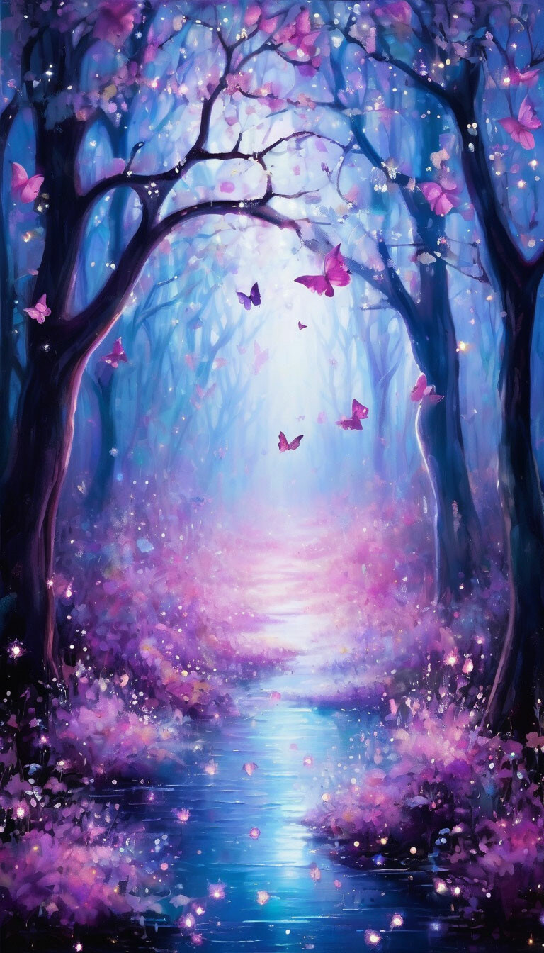 "🔮🌸💖 a magical forest,pinkish tones…" — image created in Shedevrum