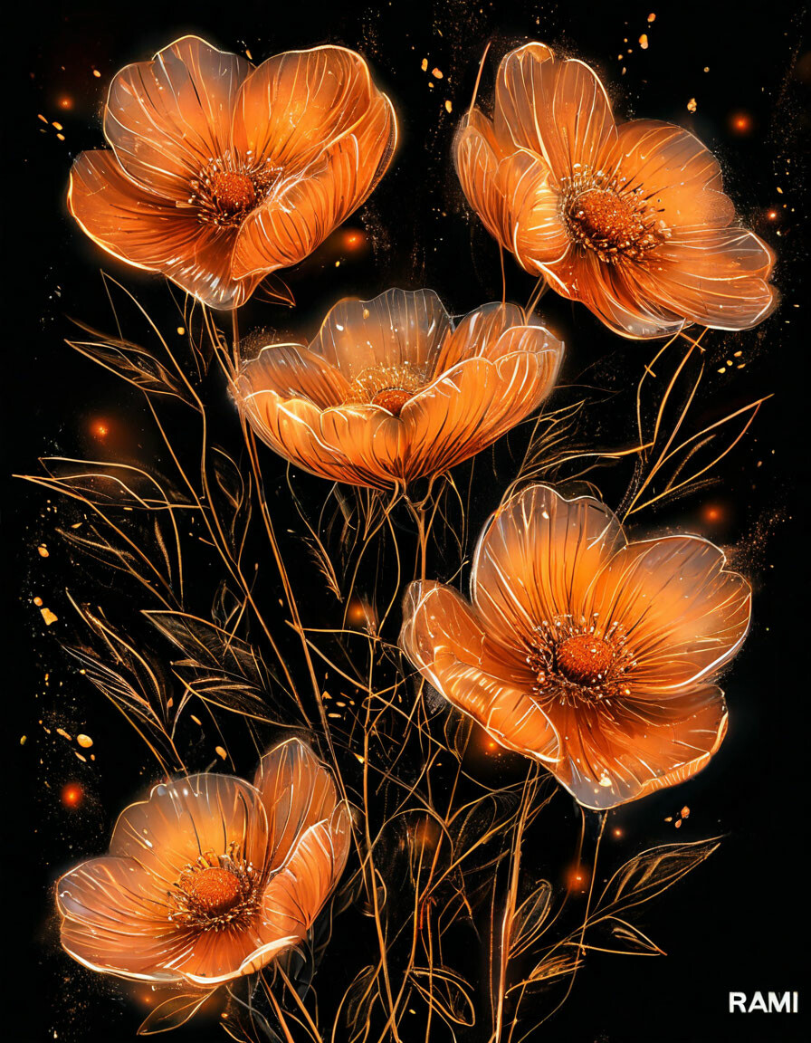 ". orange outline of lines, …" — image created in Shedevrum