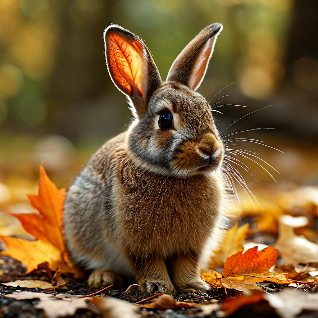 "Rabbit with a maple leaf" — image created in Shedevrum
