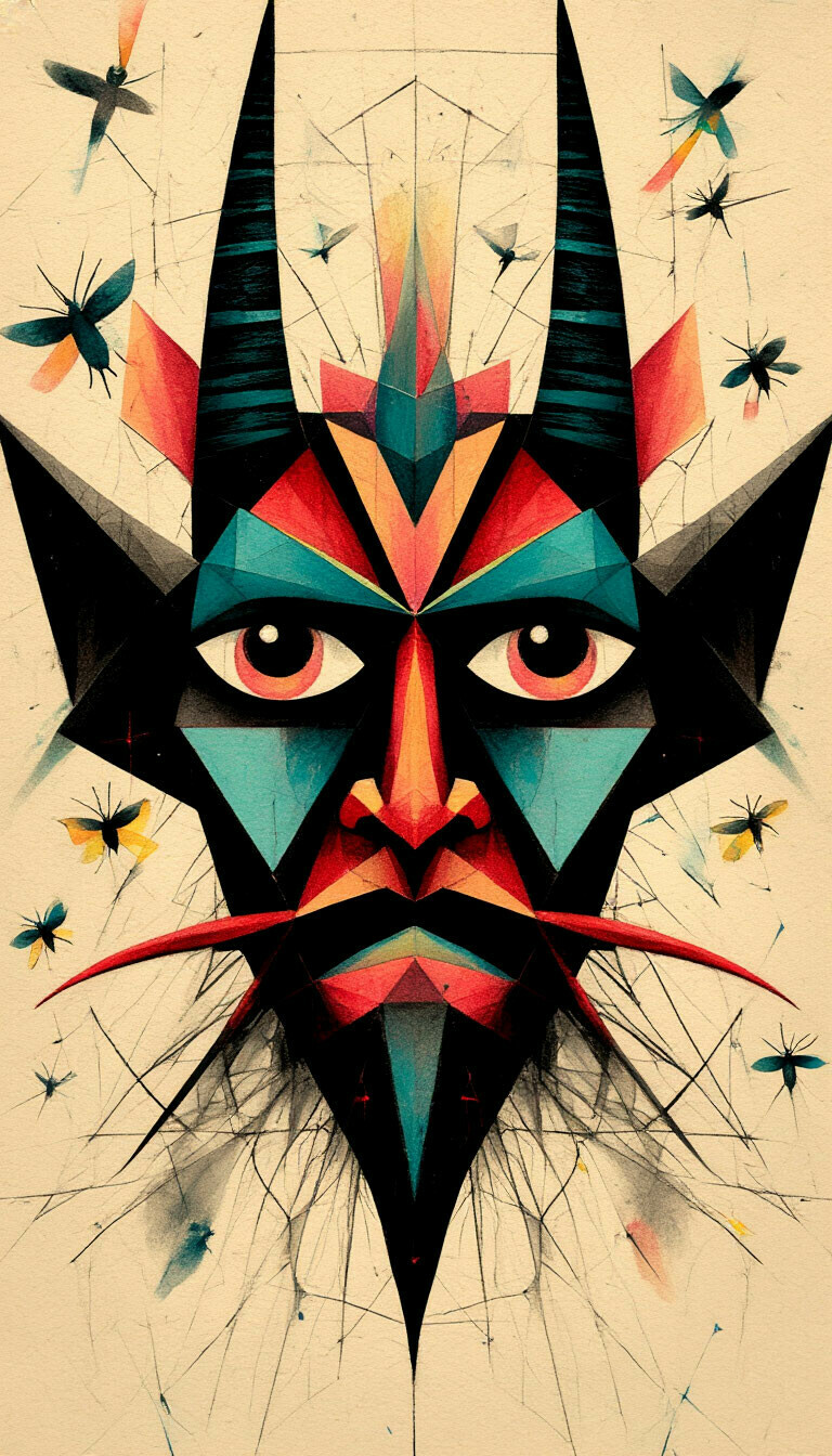 Primitive geometry demon in …" — image created in Shedevrum