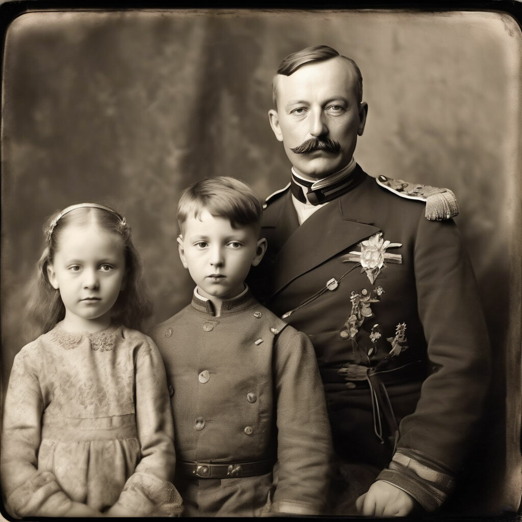 "Kaiser Wilhelm 2 and the children old photo" — image created in Shedevrum
