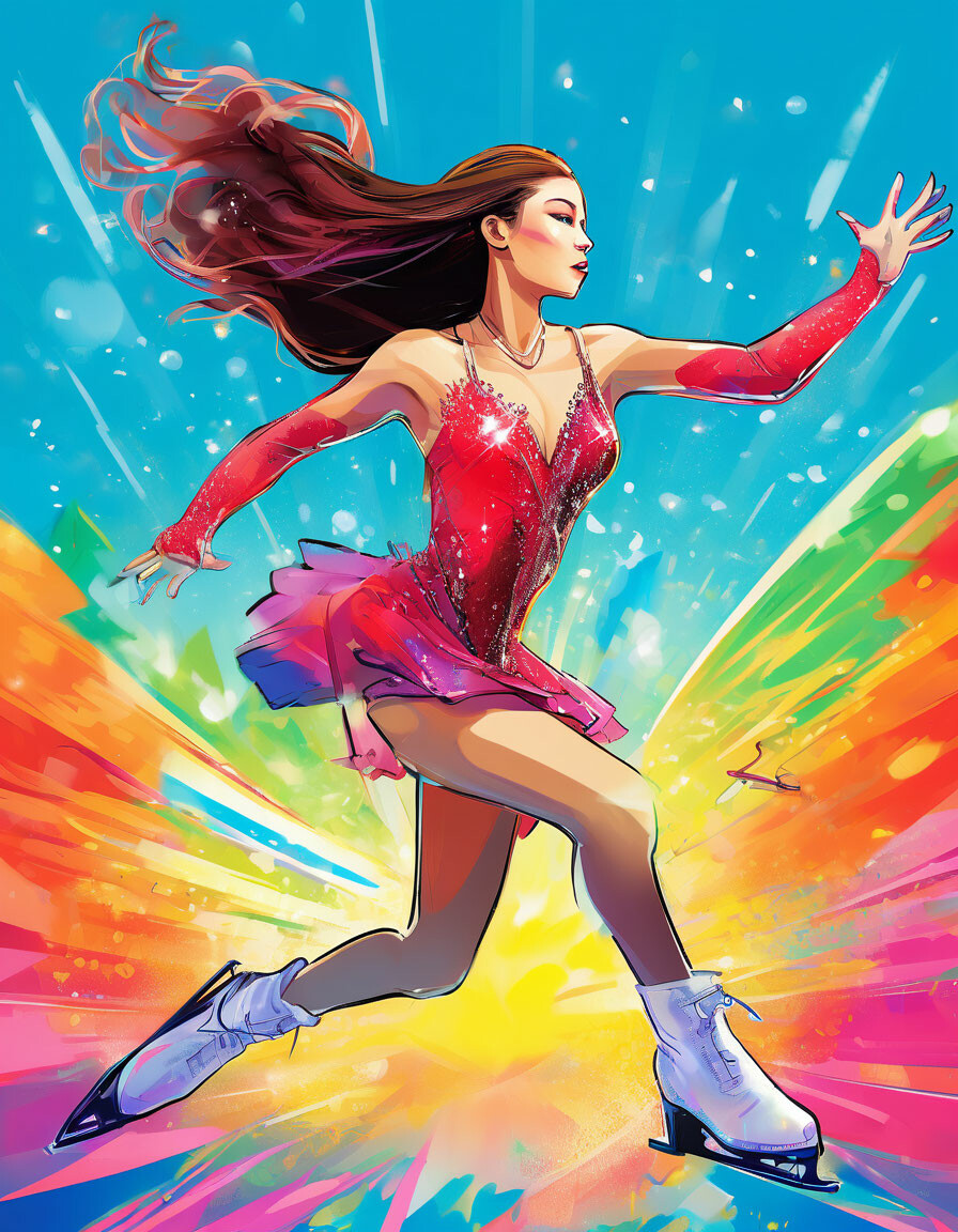 "Olympic Games. Figure skating. in the style of a comic book collage ...