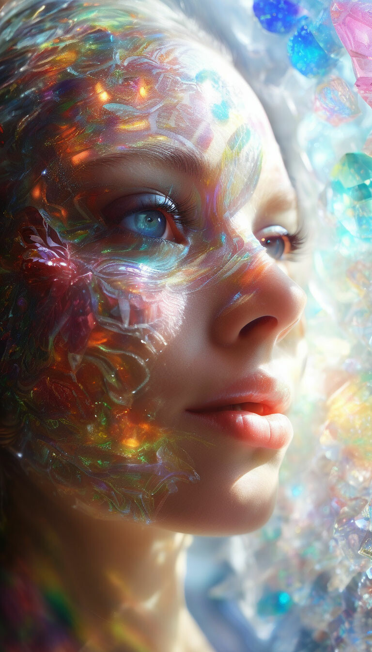 "Inside a beautiful translucent woman …" — image created in Shedevrum