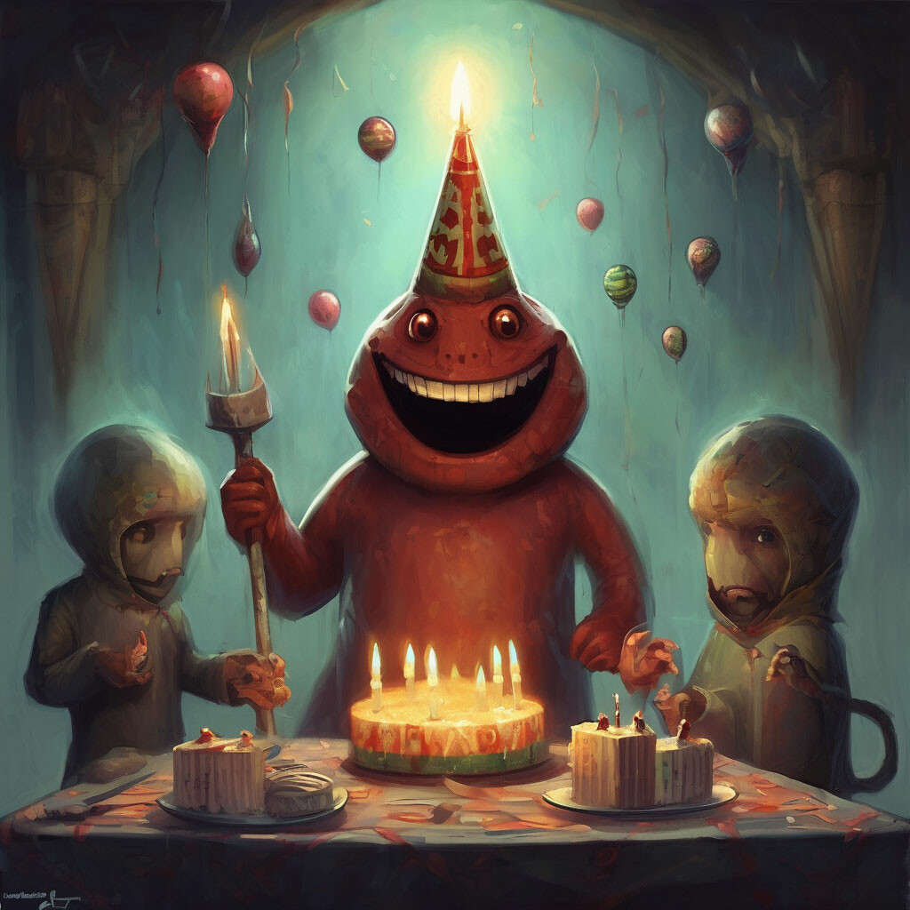 "SCP 559 - "Birthday time!"" — image created in Shedevrum