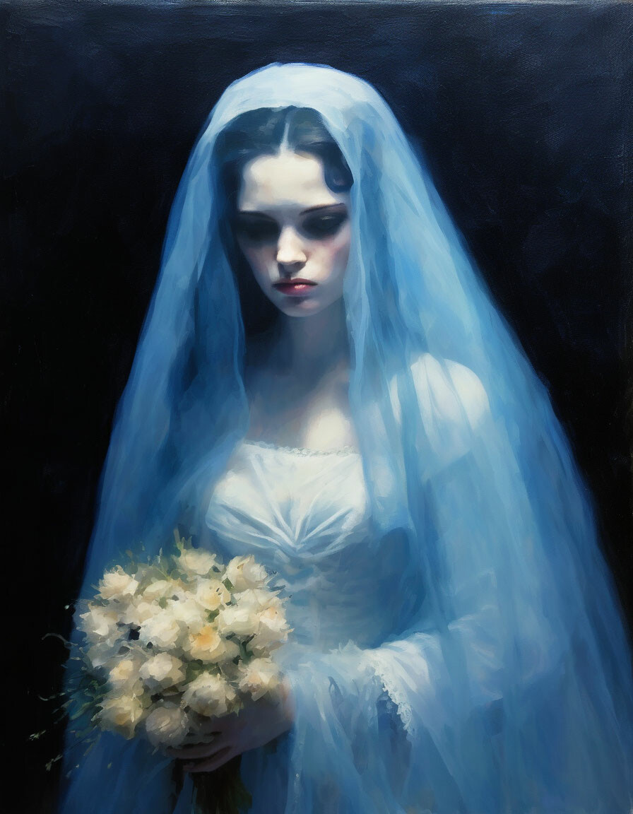 "Bride vintage painting, ghost bride, …" — image created in Shedevrum