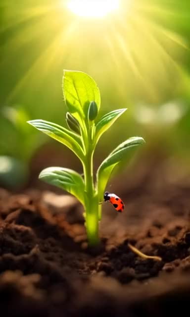 «Close-up of a beautiful green sprout …» — video created in Shedevrum