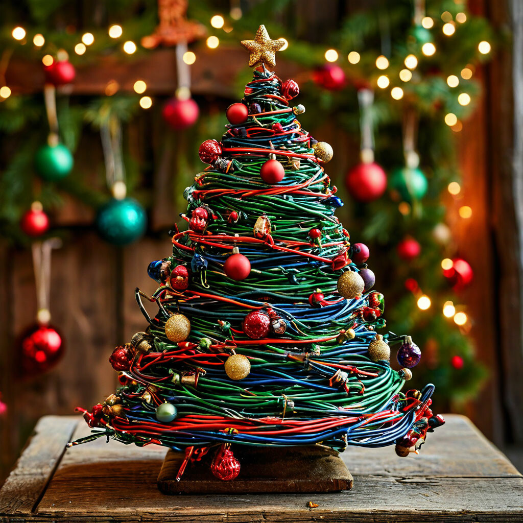 "Christmas tree made of cables, structured cable networks instead of ...