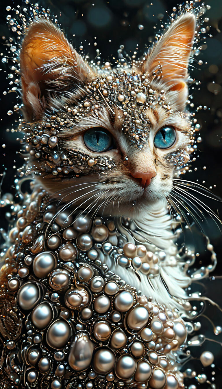 "Fractal pearl cat" — image created in Shedevrum