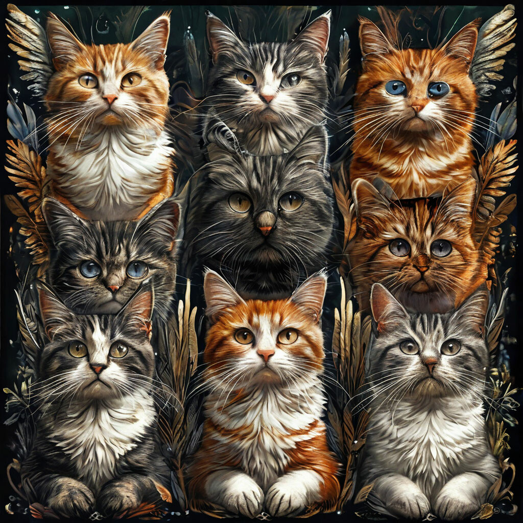 "For the clip There are a lot of cats with wings." — image created in ...