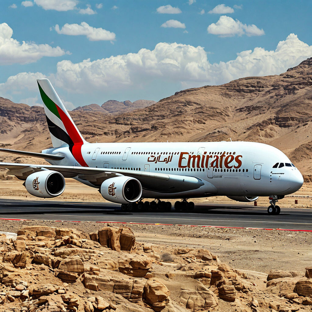 "Day,An A380-800 aircraft with 8 …" — image created in Shedevrum