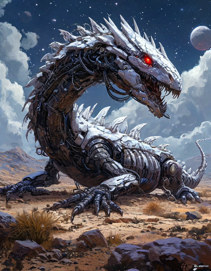 "Cyber-Basilisk ... Deep space. A giant cybernetic basilisk crawls ...