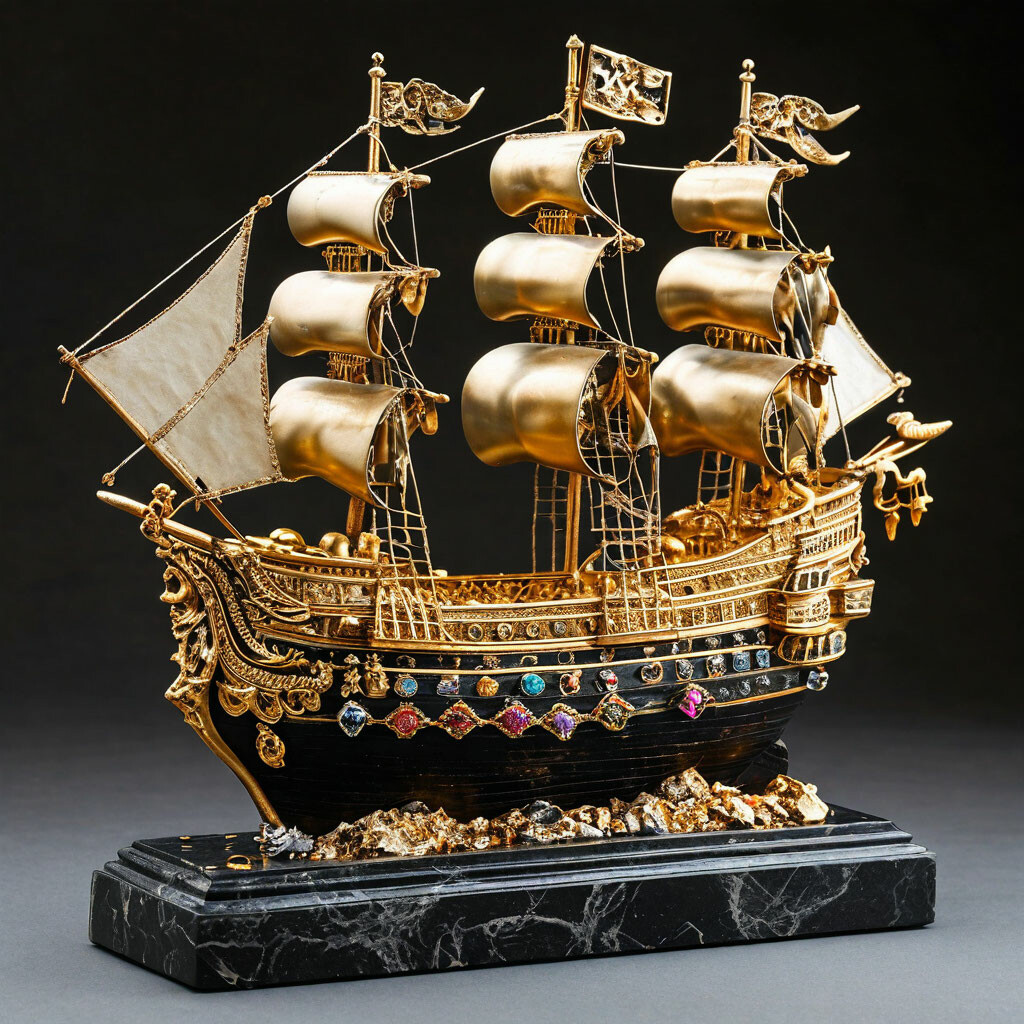 "The precious product is a pirate ship made of gold and precious stones ...