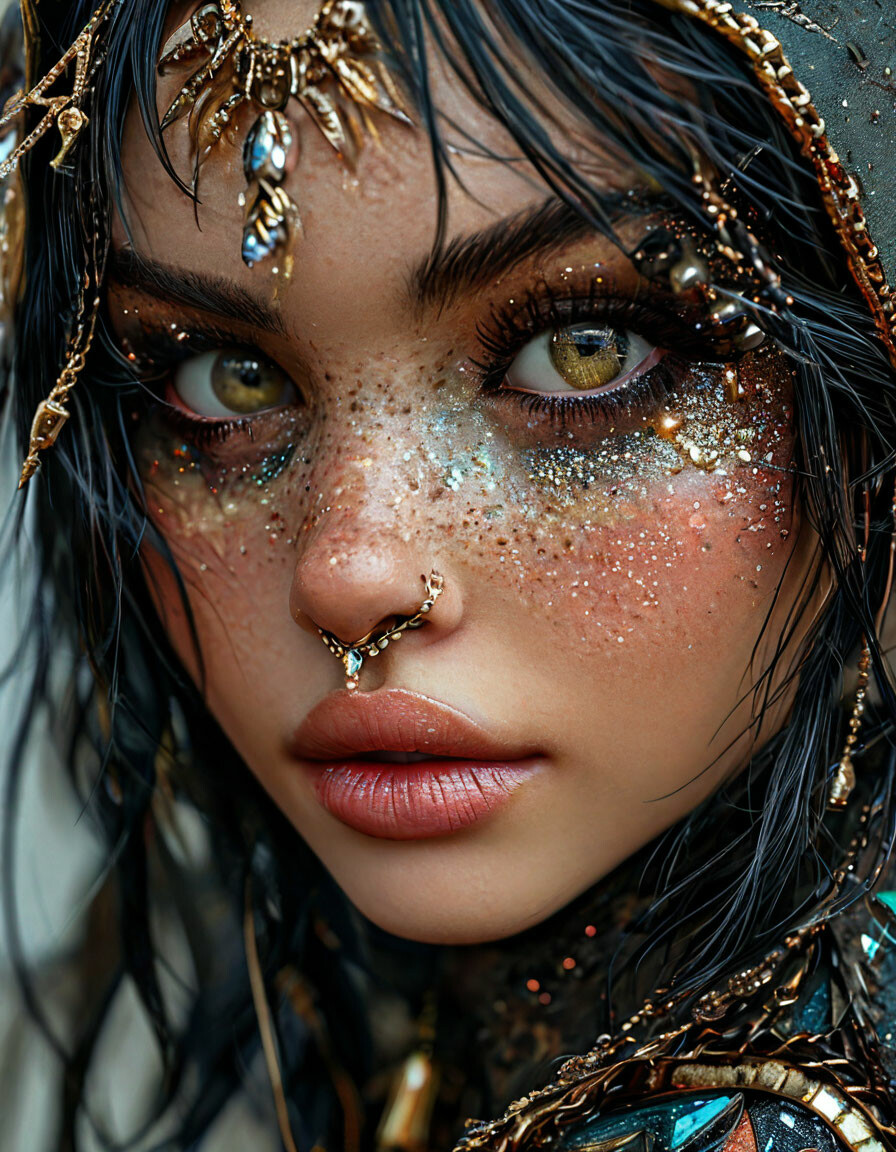 "Anthropomorphic hunter girl, full-length ,shining big lively eyes ...
