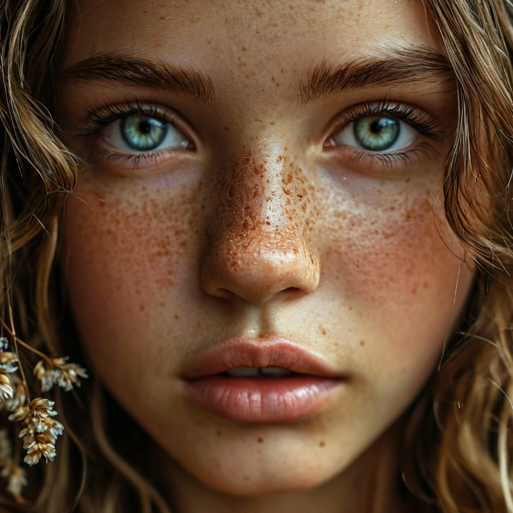 "Buckwheat girl's face HD with high …" — image created in Shedevrum