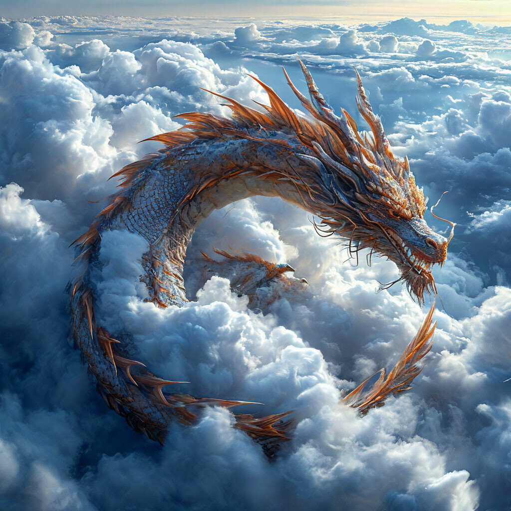 "Air dragon 🐲 from the clouds, located in the clouds, from the smoke 5D ...