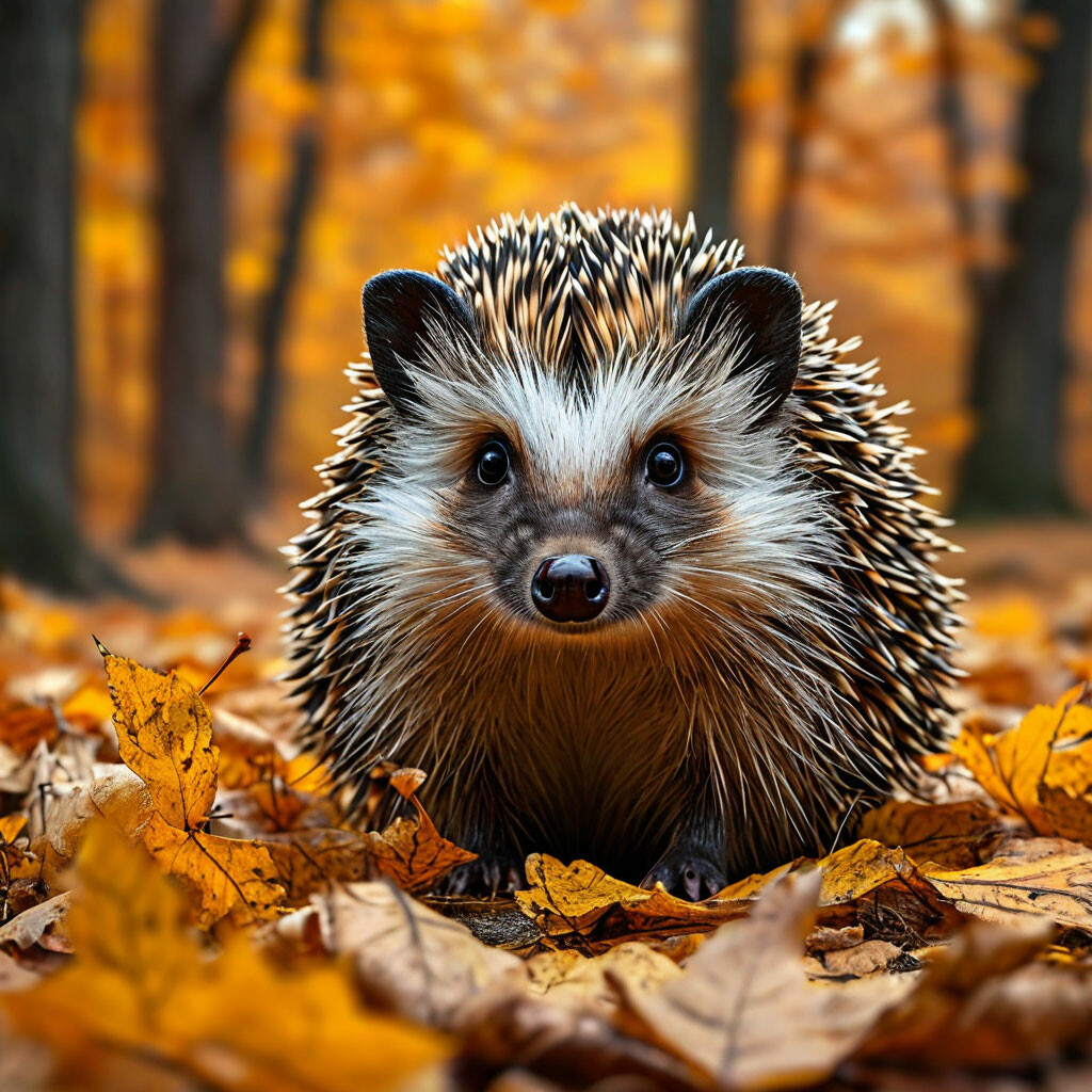 "Big hedgehog, in the forest, autumn …" — image created in Shedevrum