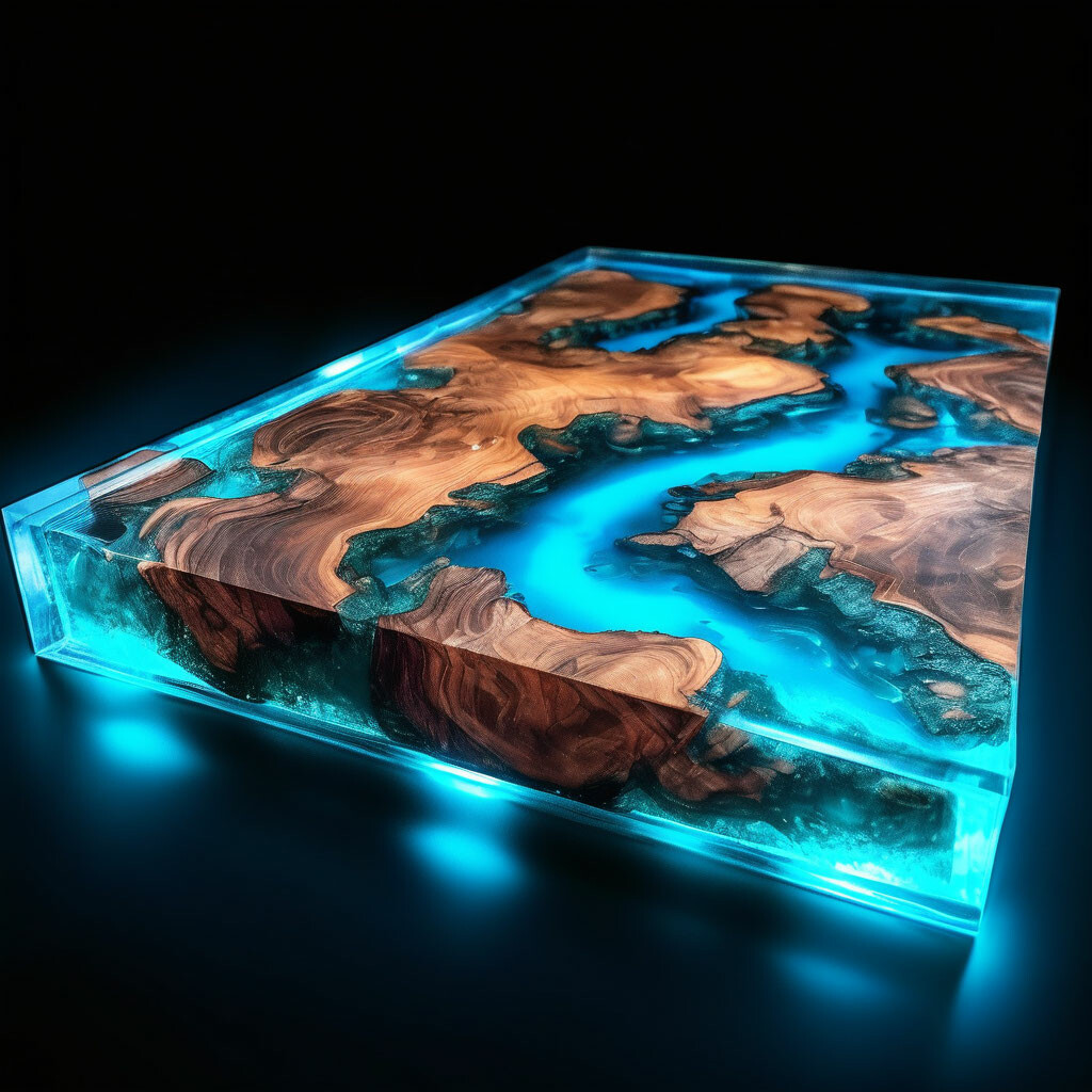 "Huge embossed beautiful slab of epoxy resin glows from the inside, RAW ...