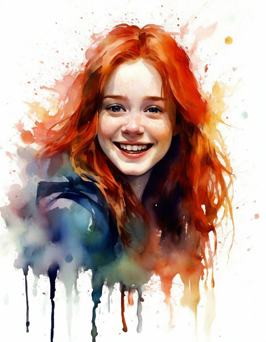 "Watercolor drawing, ink drawing, paint splashes, smudges, Ginevra ...