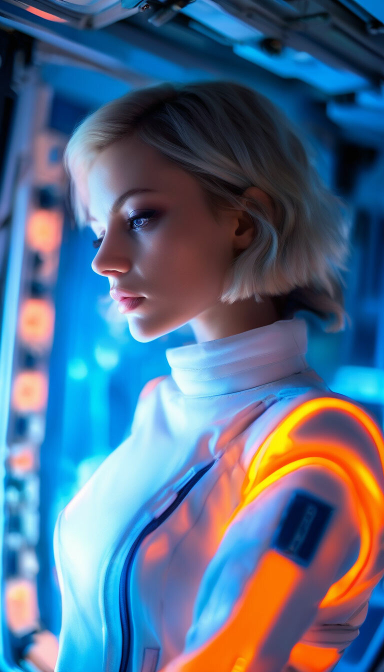"🚀 portrait,incredibly beautiful girl Alice the cosmonaut next to the ...