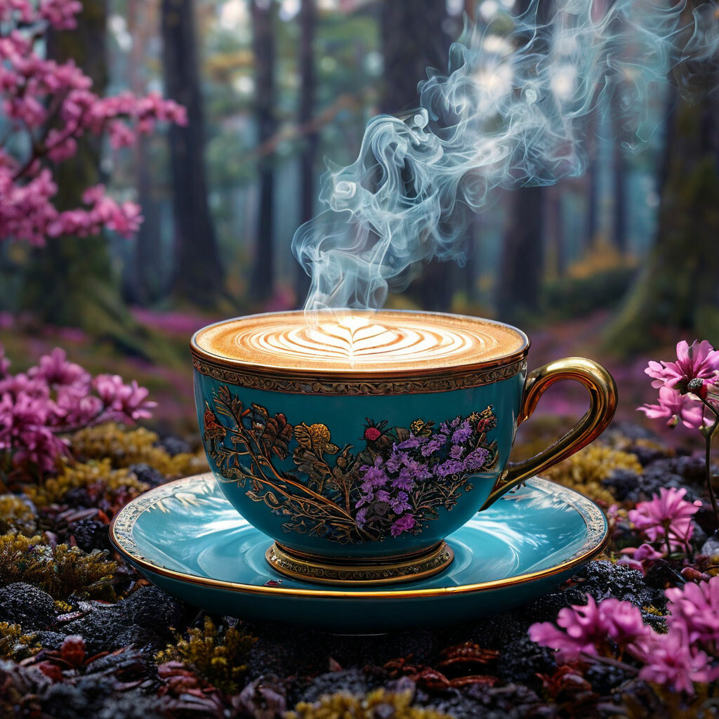 "Good morning ☕ 🤗🌞 Surrealism is a huge cup Steaming cappuccino rowan ...