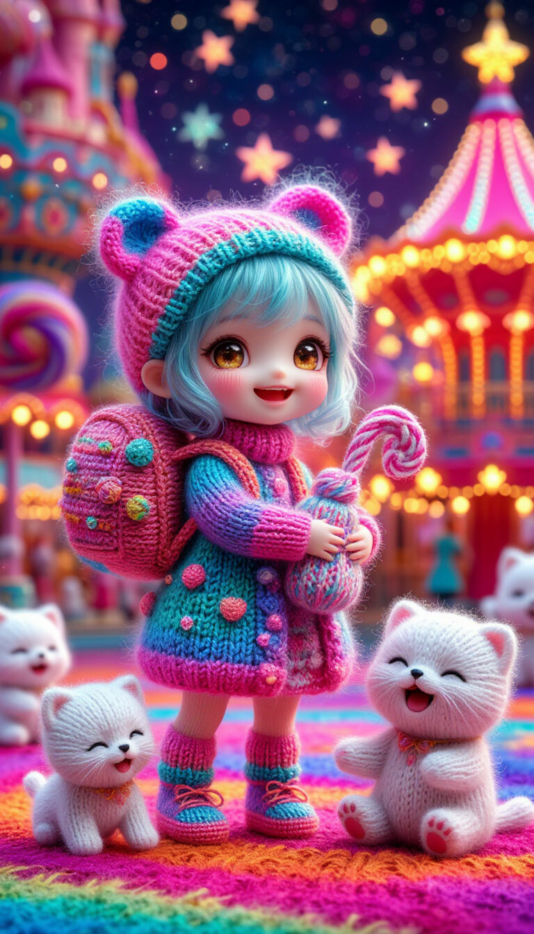 "3d knitted art, 3d knitted world, …" — image created in Shedevrum