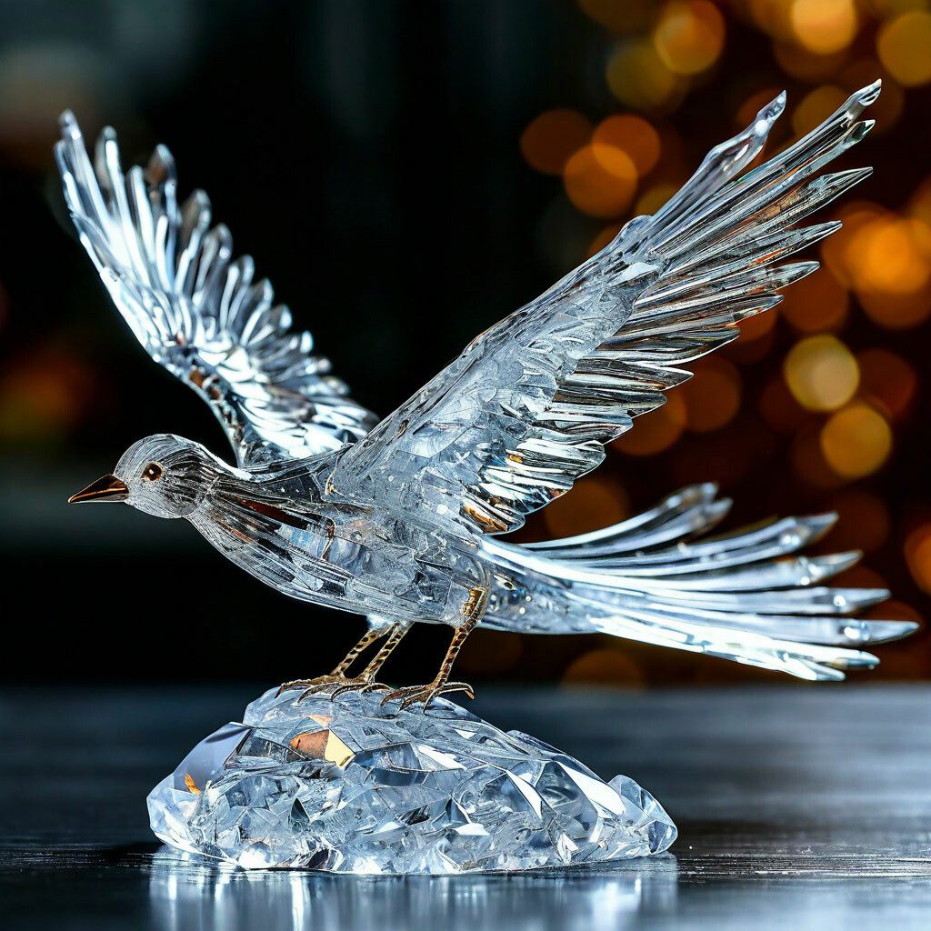 "Crystal bird of happiness flying girl" — image created in Shedevrum