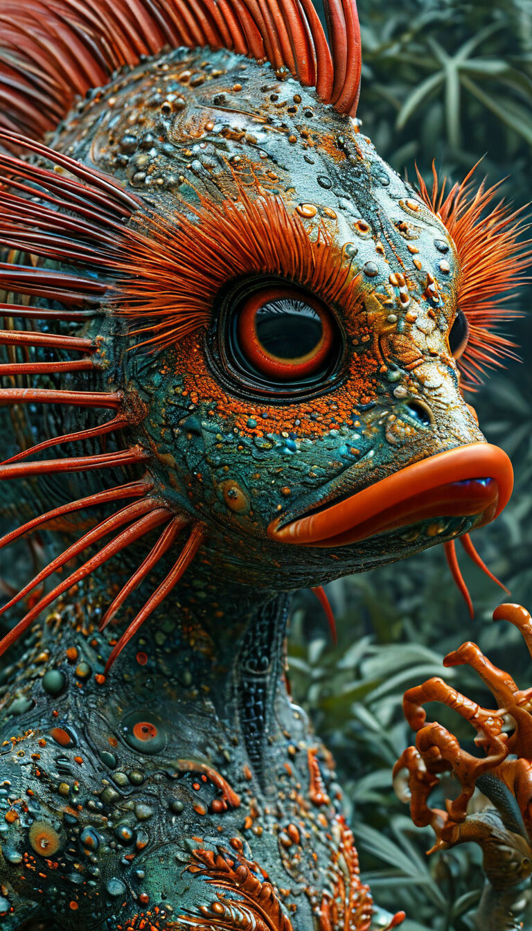 "Digital portrait of a seductive fish consisting of a fractal of alien ...