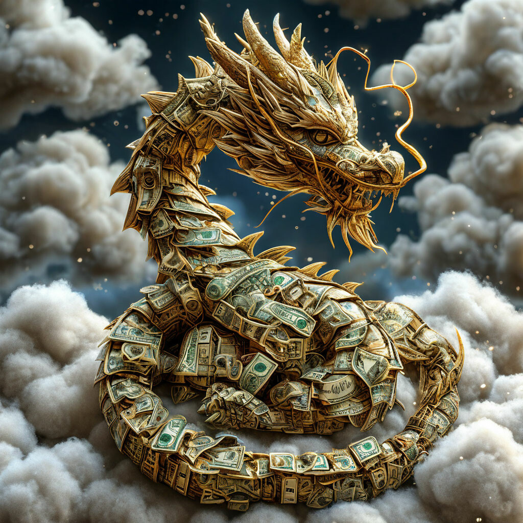 "A terribly expensive money dragon …" — image created in Shedevrum