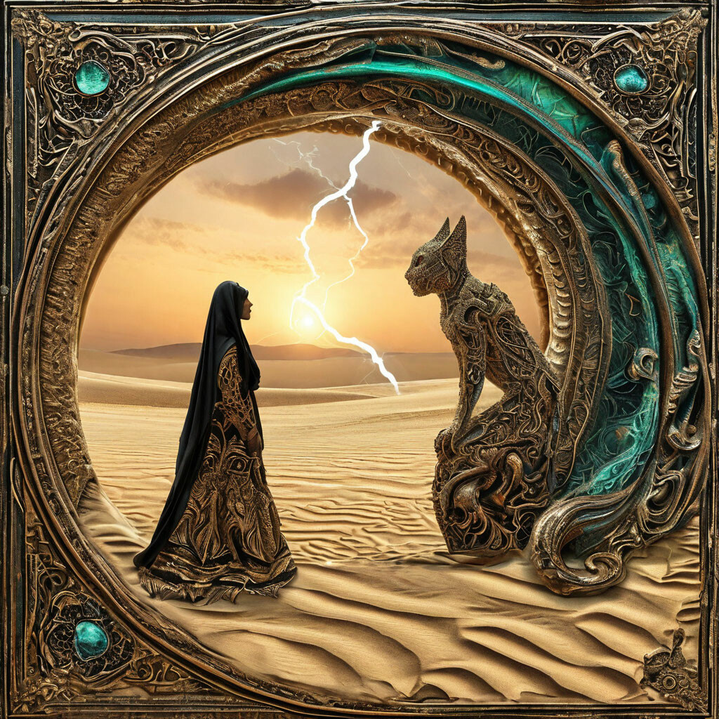 "Fractal.multilayered, ornate.Sand demon and arabgirl. funnel to the ...