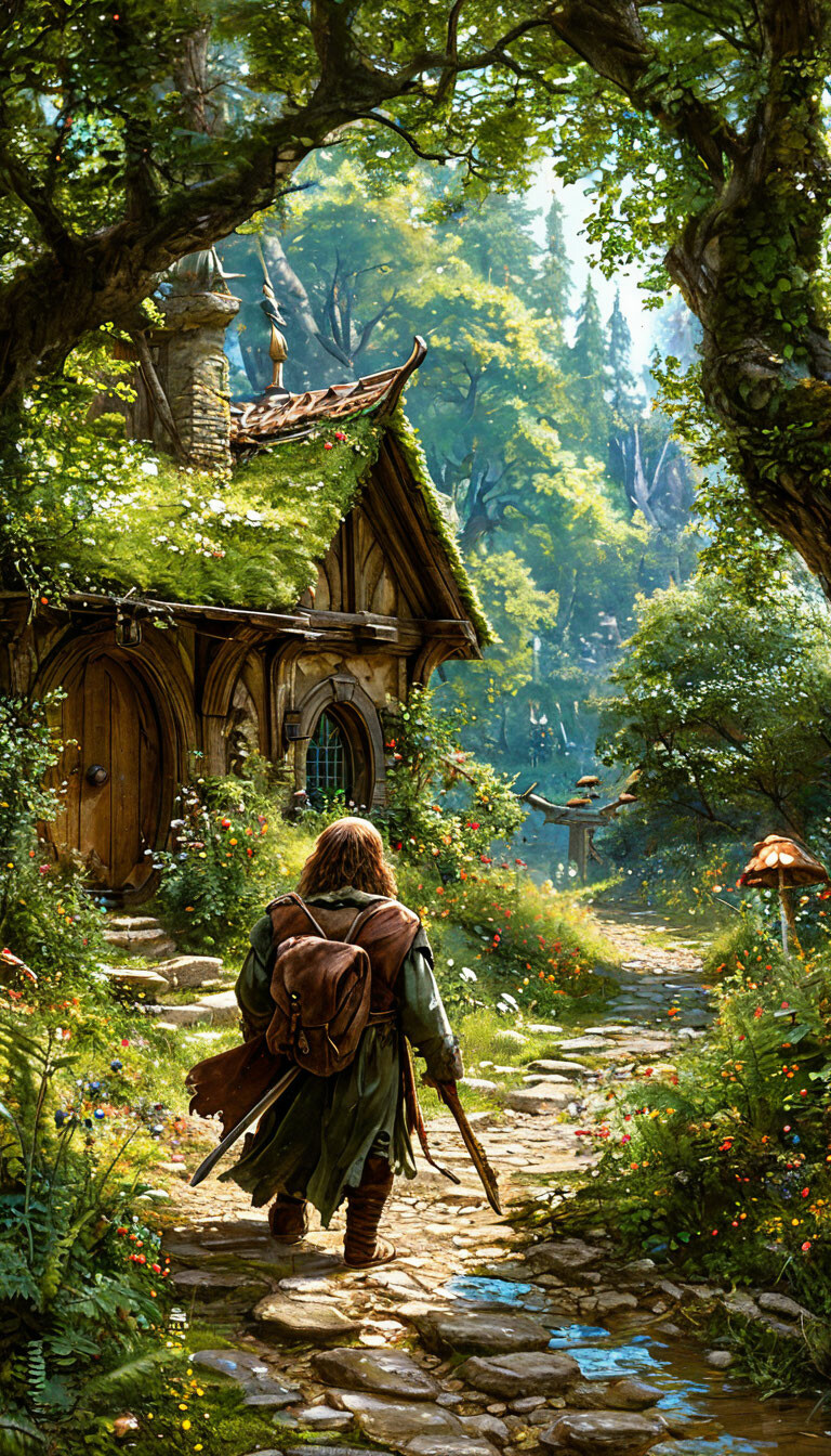 "The Hobbit in the fairy Forest" — image created in Shedevrum
