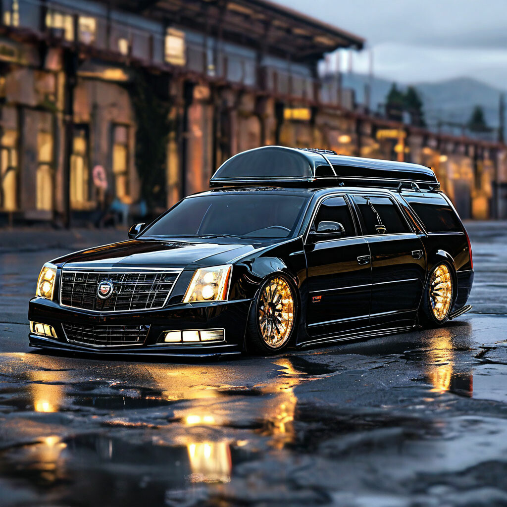 "Cadillac DTS coche fúnebre Stance, Tuning, LED Optical, rocket body ...