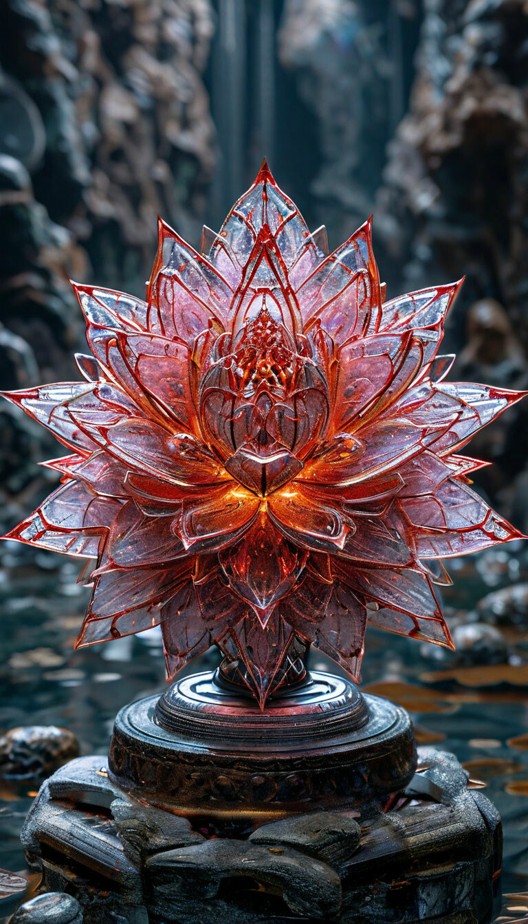 "High-tech fractal glass hologram in the shape of a thousand-petalled ...