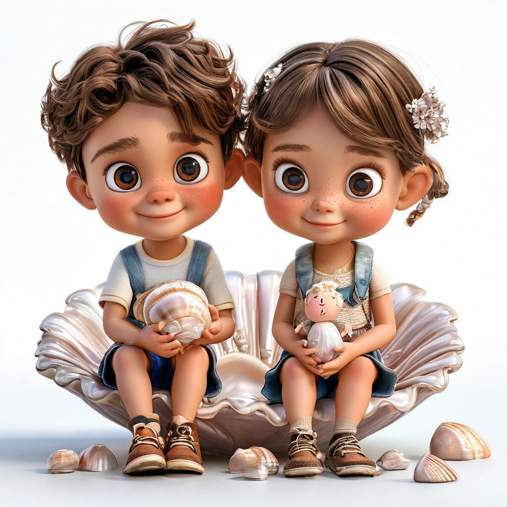 "White background, beautiful pixar …" — image created in Shedevrum