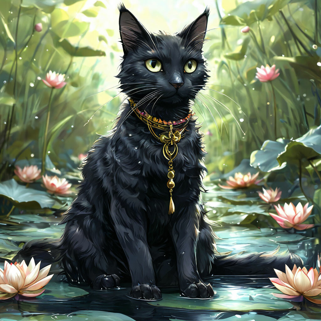 "Anime, a hybrid of a lotus cat" — image created in Shedevrum