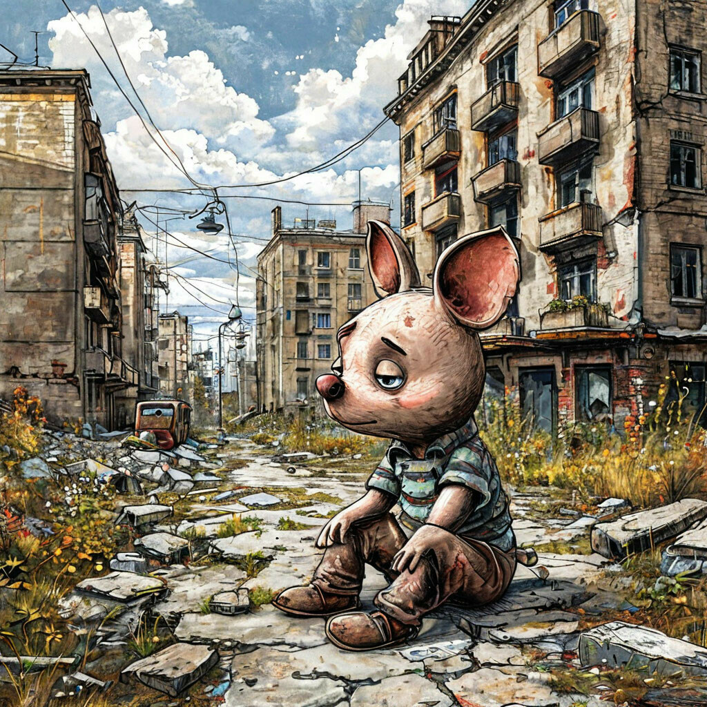 "A sad piglet from a Soviet cartoon …" — image created in Shedevrum